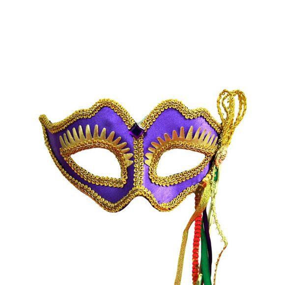 Luxury Divas | Accessories | Purple Gold Mardi Gras Face Mask With ...